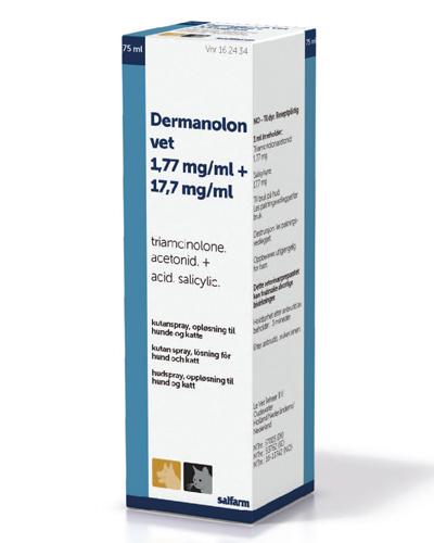 Dermanolon vet 1,77 mg/ml+17,7 mg/ml hudspray, oppløsning til hund og ...