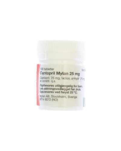 Captopril Mylan Tablett 25 mg 100 stk - Apotek 1
