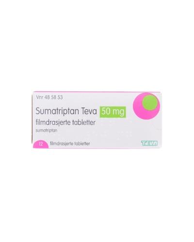 Sumatriptan Teva 50 mg filmdrasjerte tabletter 12 stk - Apotek 1