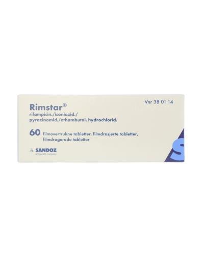 Rimstar Tablett, filmdrasjert 150 mg/75 mg/400 mg/275 mg 60 stk - Apotek 1