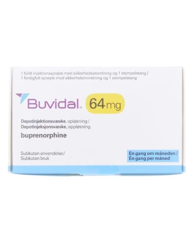 Buvidal 64 mg depotinjeksjonsvæske, oppløsning ferdigfylt sprøyte 0,18 ...