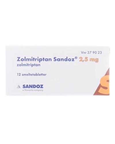 Zolmitriptan Sandoz 2,5 mg smeltetabletter 12 stk - Apotek 1