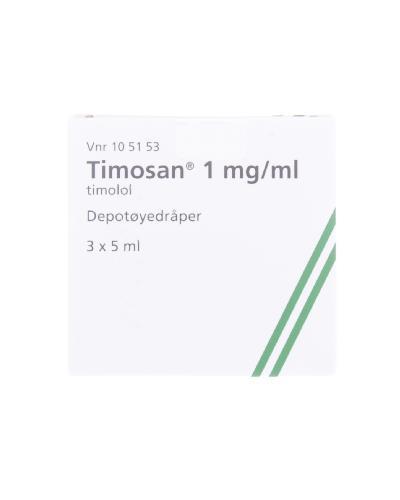 Timosan Orifarm 1 mg/ml depotøyedråper flaske av plast med dråpespiss ...