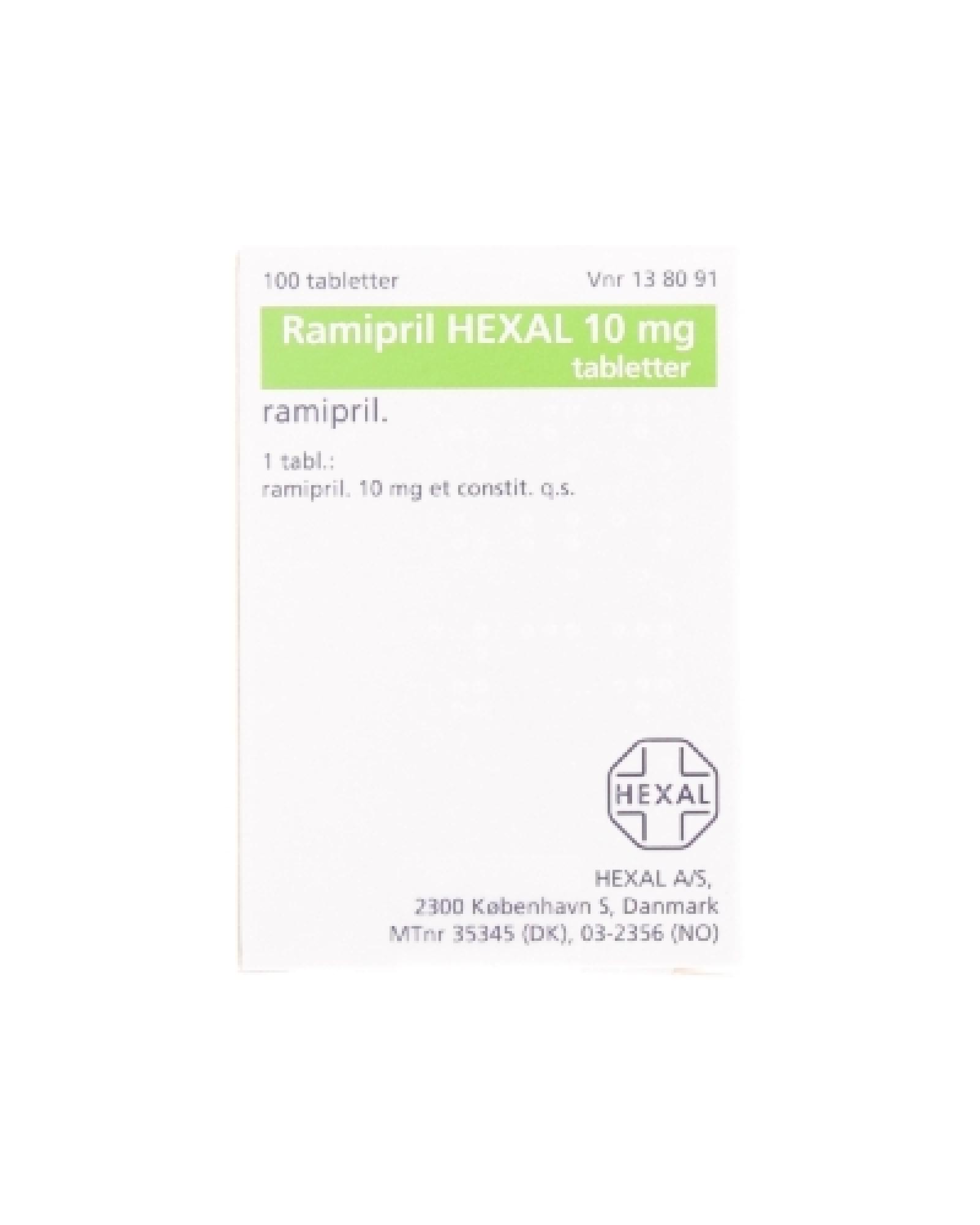 Ramipril Hexal 10 mg tabletter blisterpakning 100 stk - Apotek 1