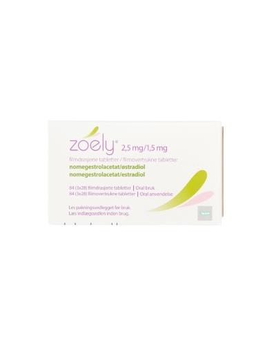Zoely Tablett, filmdrasjert 2,5/1,5 mg 3x28 stk - Apotek 1