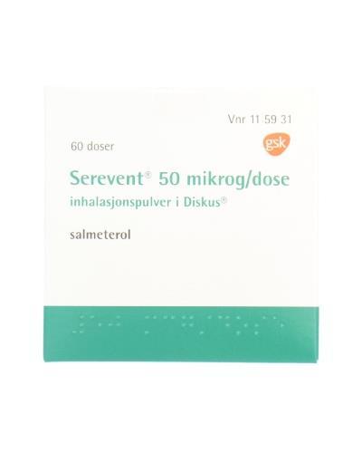 Serevent 50 mikrog/dose inhalasjonspulver, dosedispensert 60 doser ...