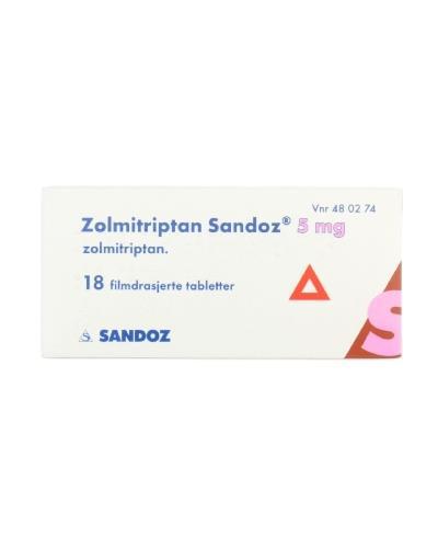 Zolmitriptan Sandoz Tablett, filmdrasjert 5 mg 18 stk - Apotek 1