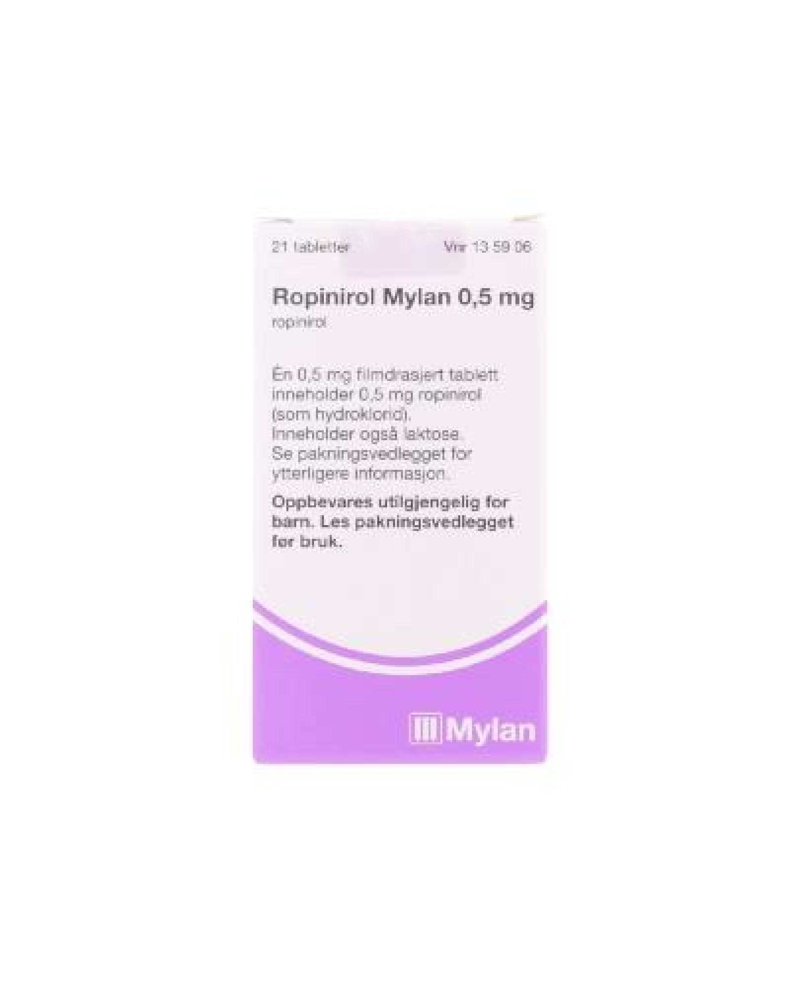 Ropinirol mylan 0,5mg tabletter 21 STK - Apotek 1