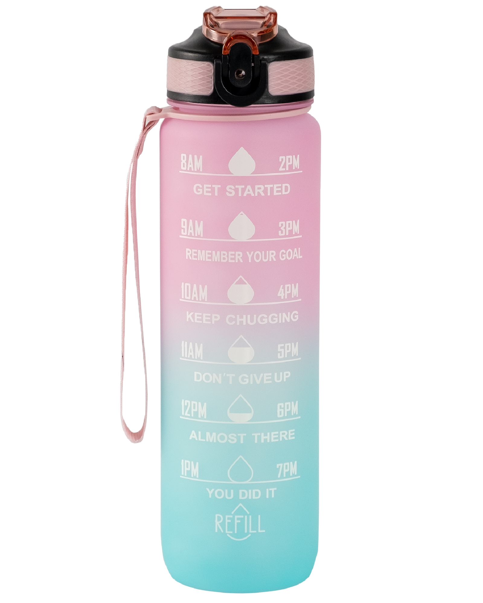 Hollywood Motivational Bottle drikkeflaske 1 liter, lys rosa og blå 1 ...