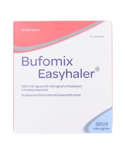 Bufomix Easyhaler 320 mikrog/9 mikrog inhalasjonspulver 3x60 doser ...
