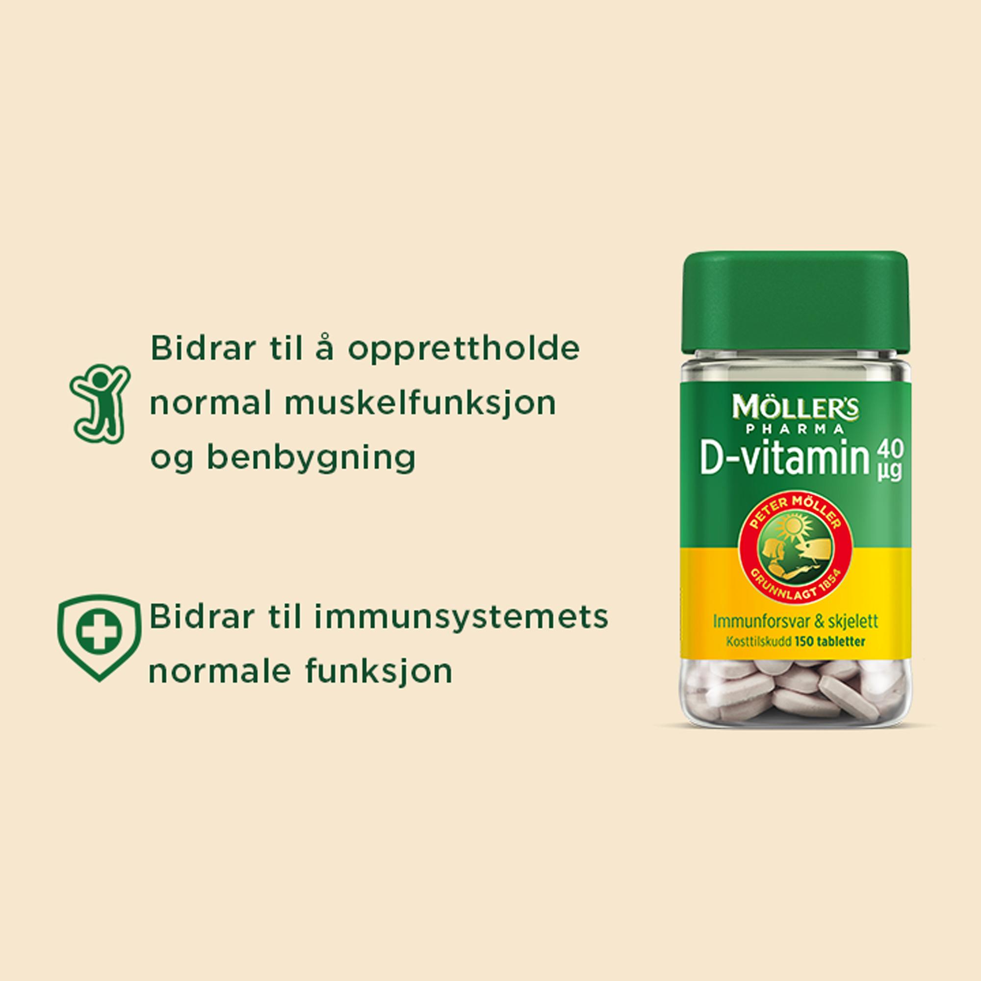 Möller's Pharma D-vitamin 40 mcg tabletter 150 stk - Apotek 1