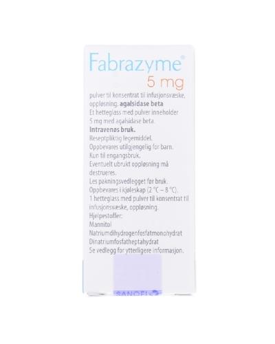 Fabrazyme Pulver til konsentrat til infusjonsvæske, oppløsning 5 mg 1x5 ...
