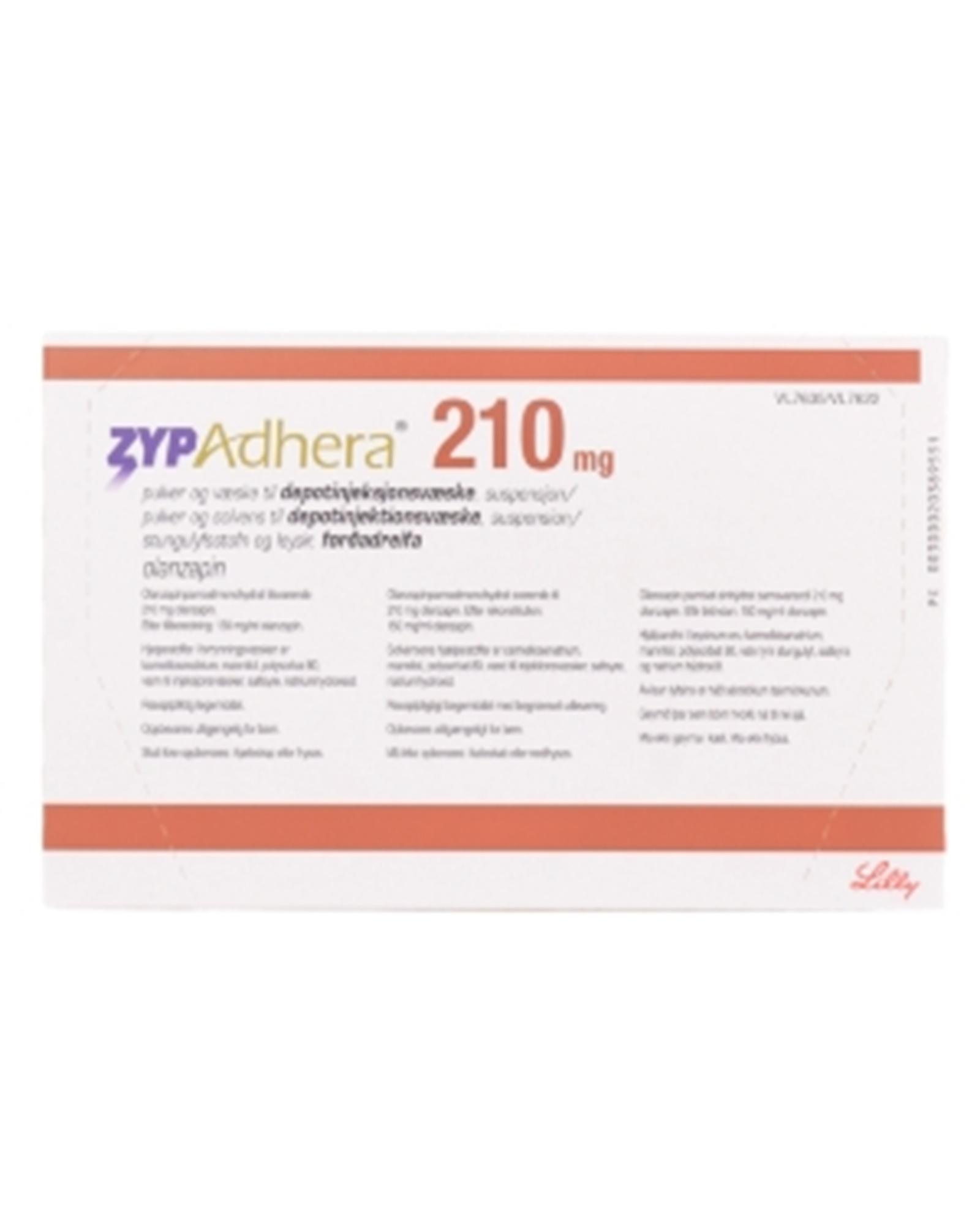 Zypadhera Pulver og væske til depotinjeksjonsvæske, suspensjon 210 mg 1 ...