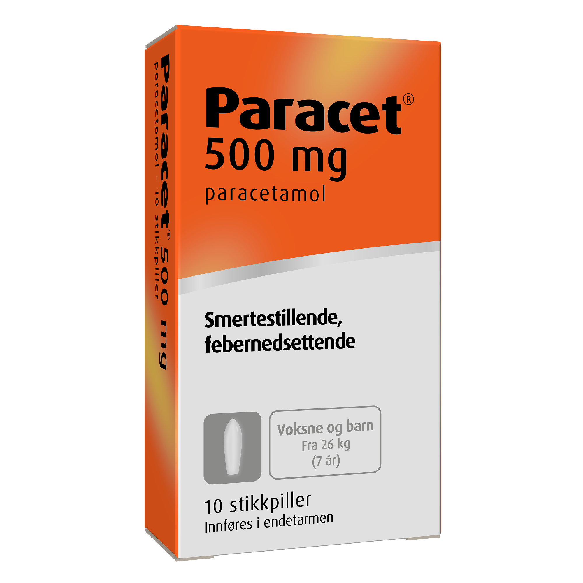 Paracet 500 mg stikkpiller fra 7 år 10 stk - Apotek 1