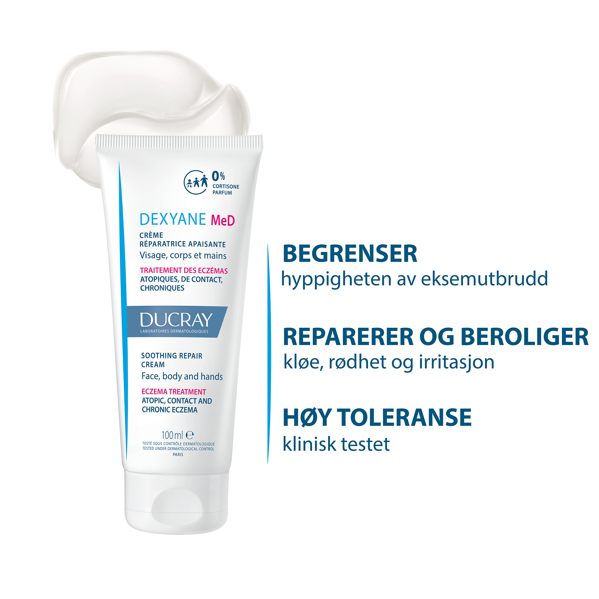 Ducray Dexyane MeD beroligende reparasjonskrem ved eksem 100 ml - Apotek 1