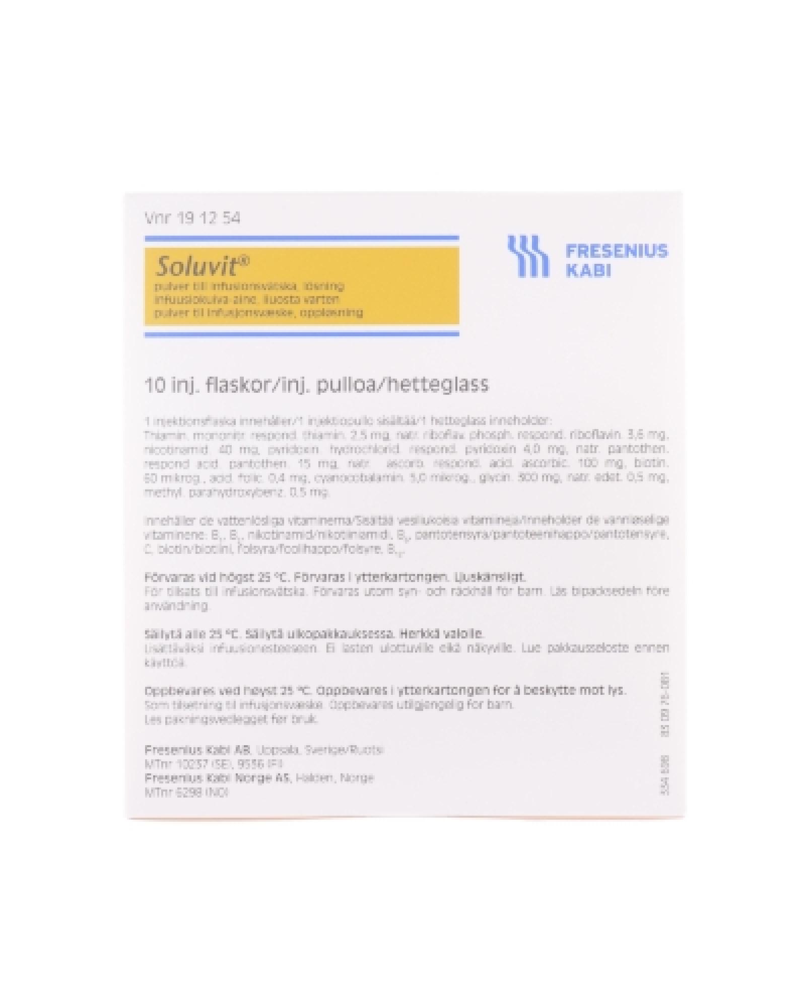 Soluvit Pulver til infusjonsvæske, oppløsning 10x1 stk - Apotek 1