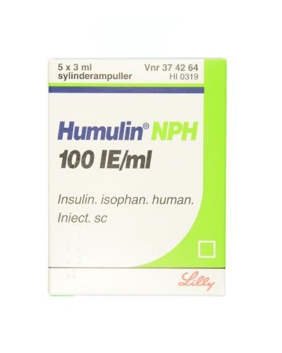 Humulin NPH Injeksjonsvæske, suspensjon 100 IE/ml 5x3 ml - Apotek 1