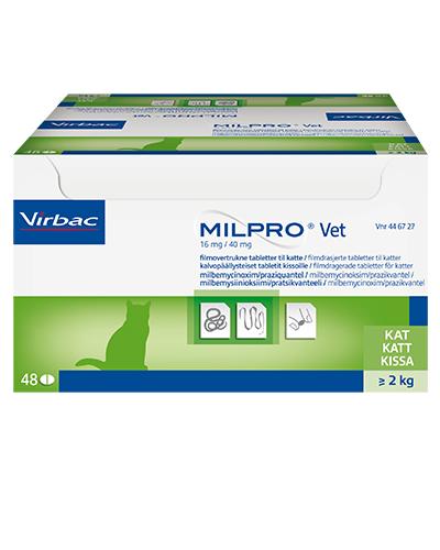 Milpro vet tab 16/40mg katt 48ENPAC - Apotek 1