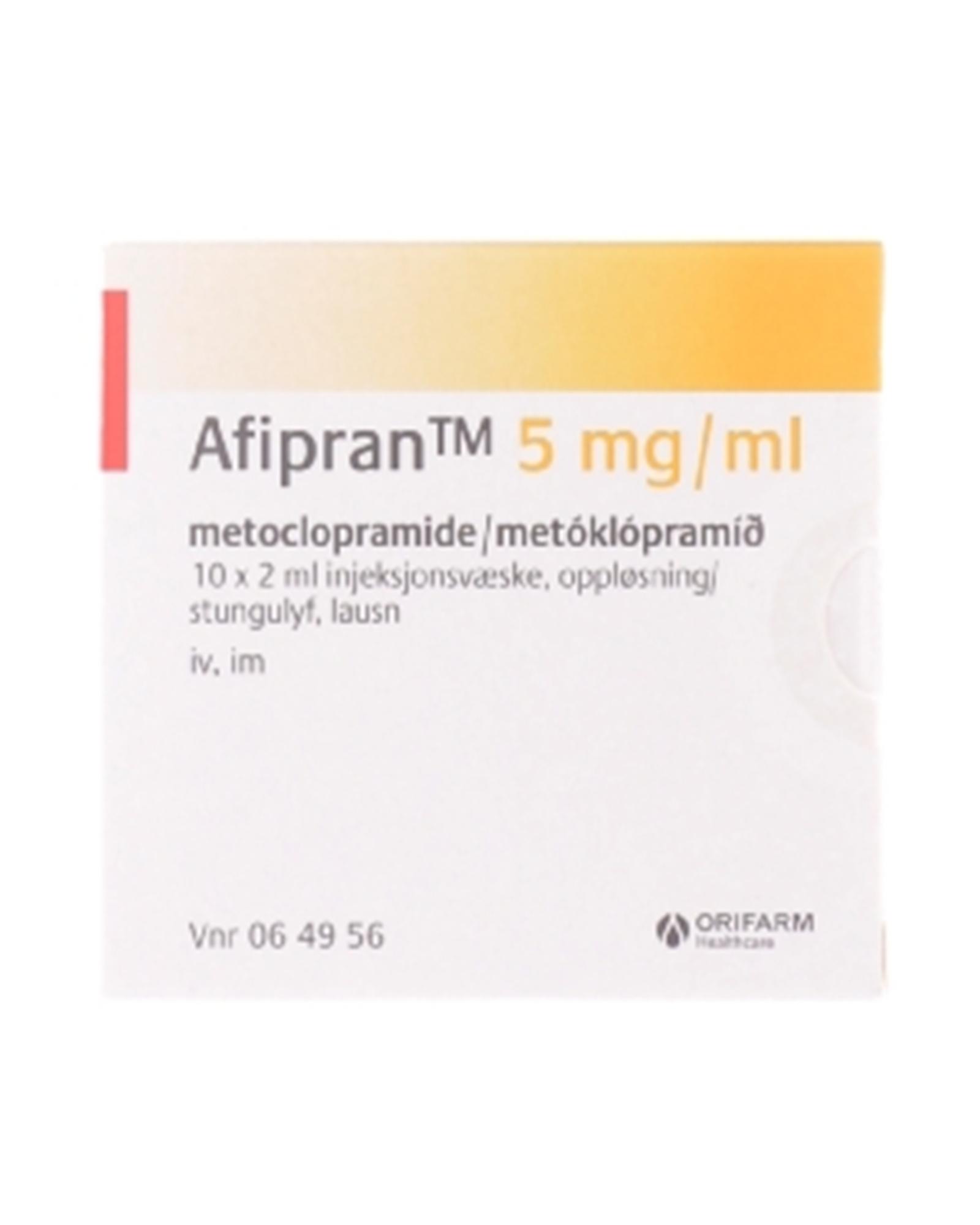 Afipran Injeksjonsvæske, oppløsning 5 mg/ml 10x2ml - Apotek 1