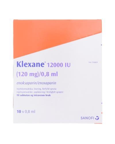 Klexane 12000 IU (120 mg)/0,8 ml injeksjonsvæske, oppløsning i ...