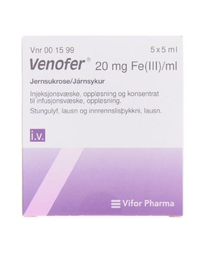 Venofer Injeksjonsvæske, oppløsning/konsentrat til infusjonsvæske 20 mg ...