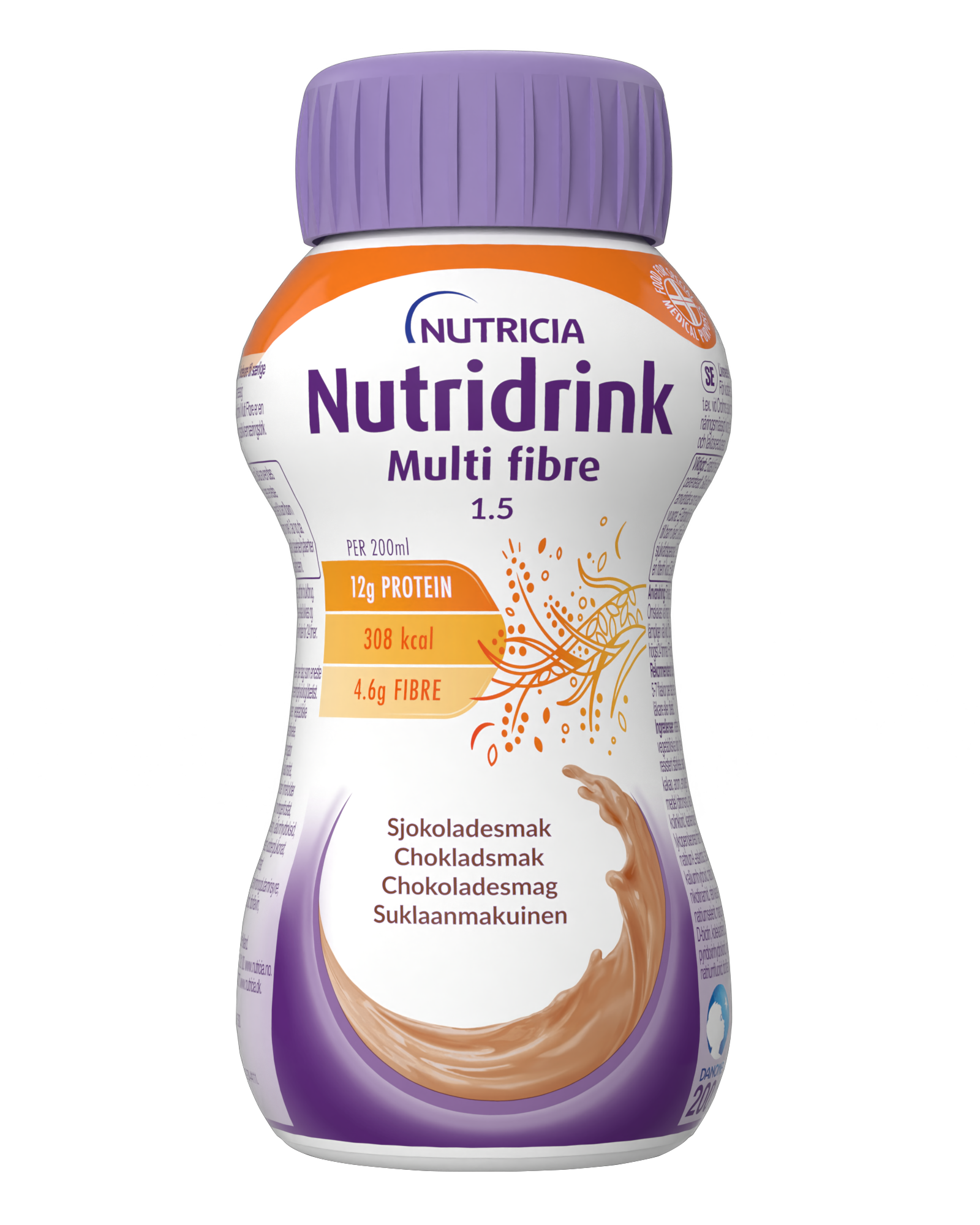 Nutridrink Multi Fibre næringsdrikk sjokolade 4x200 ml - Apotek 1