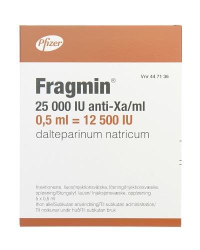 Fragmin 12500 IE anti-Xa/ml injeksjonsvæske, oppløsning 5x0,5 ml - Apotek 1