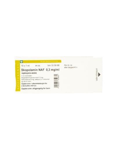 Skopolamin NAF inj 0,3mg/ml 10x1 ml - Apotek 1