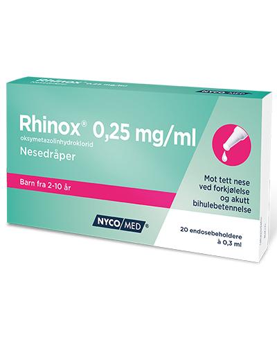 Rhinox 0,25 mg/ml nesedråper endosebeholder 20x0,3 ml - Apotek 1