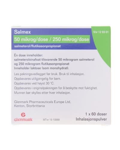 Salmex 50 mikrog/dose+250 mikrog/dose inhalasjonspulver, dosedispensert ...
