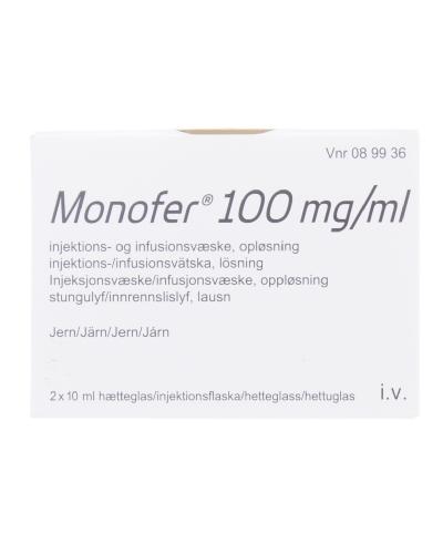 Monofer Injeksjons-/infusjonsvæske, oppløsning 100 mg/ml 2x10 ml - Apotek 1