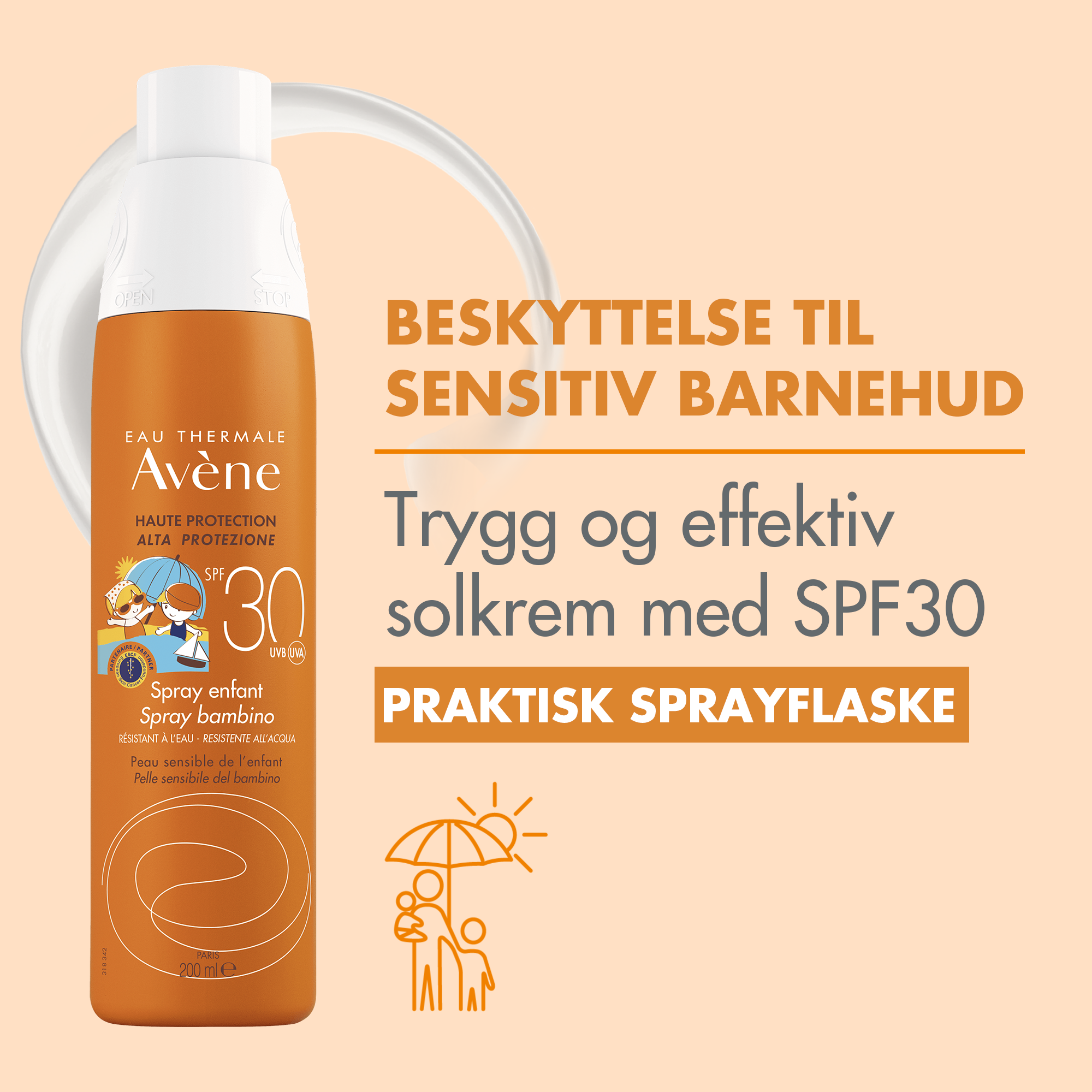 Avène Sun Kids solspray SPF 30 200 ml - Apotek 1