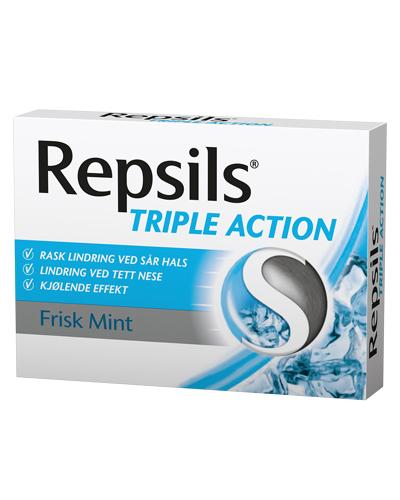Repsils Triple Action halstabletter frisk mint 24 stk - Apotek 1