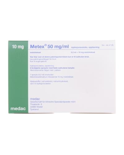 Metex Injeksjonsvæske, oppløsning 50 mg/ml 6x0,2 ml - Apotek 1