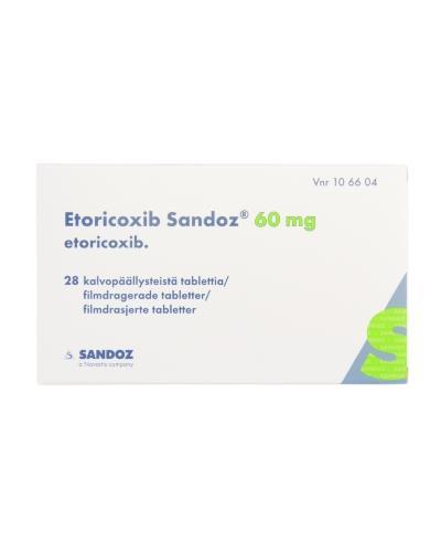 Etoricoxib Sandoz 60 mg filmdrasjerte tabletter 28 stk - Apotek 1