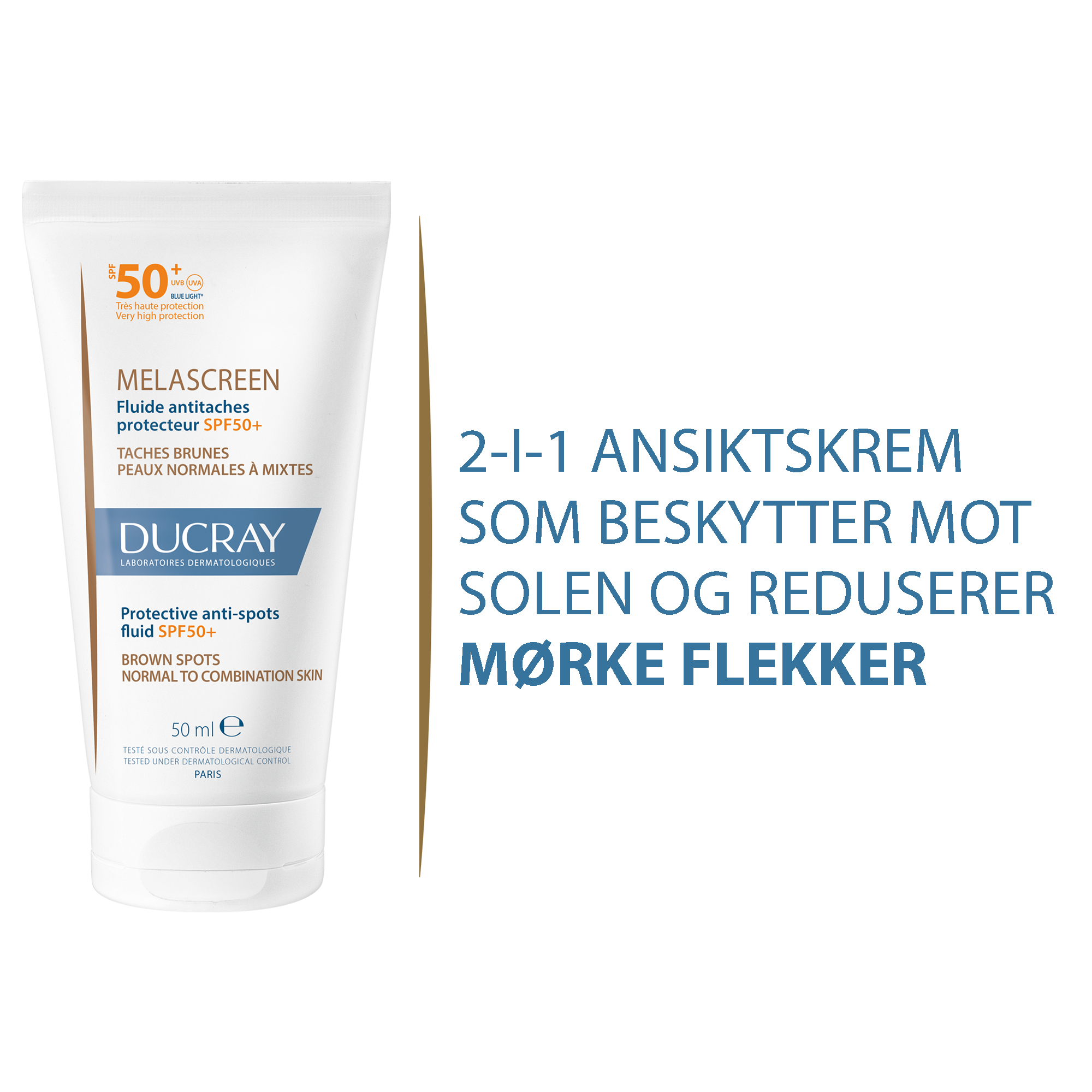 Ducray Melascreen Anti-spots UV Fluid SPF50+ dagkrem 50 ml - Apotek 1