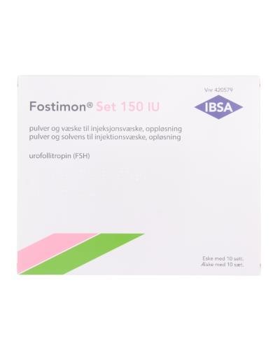 Fostimon Set 150 IU pulver og væske til injeksjonsvæske, oppløsning 10 ...