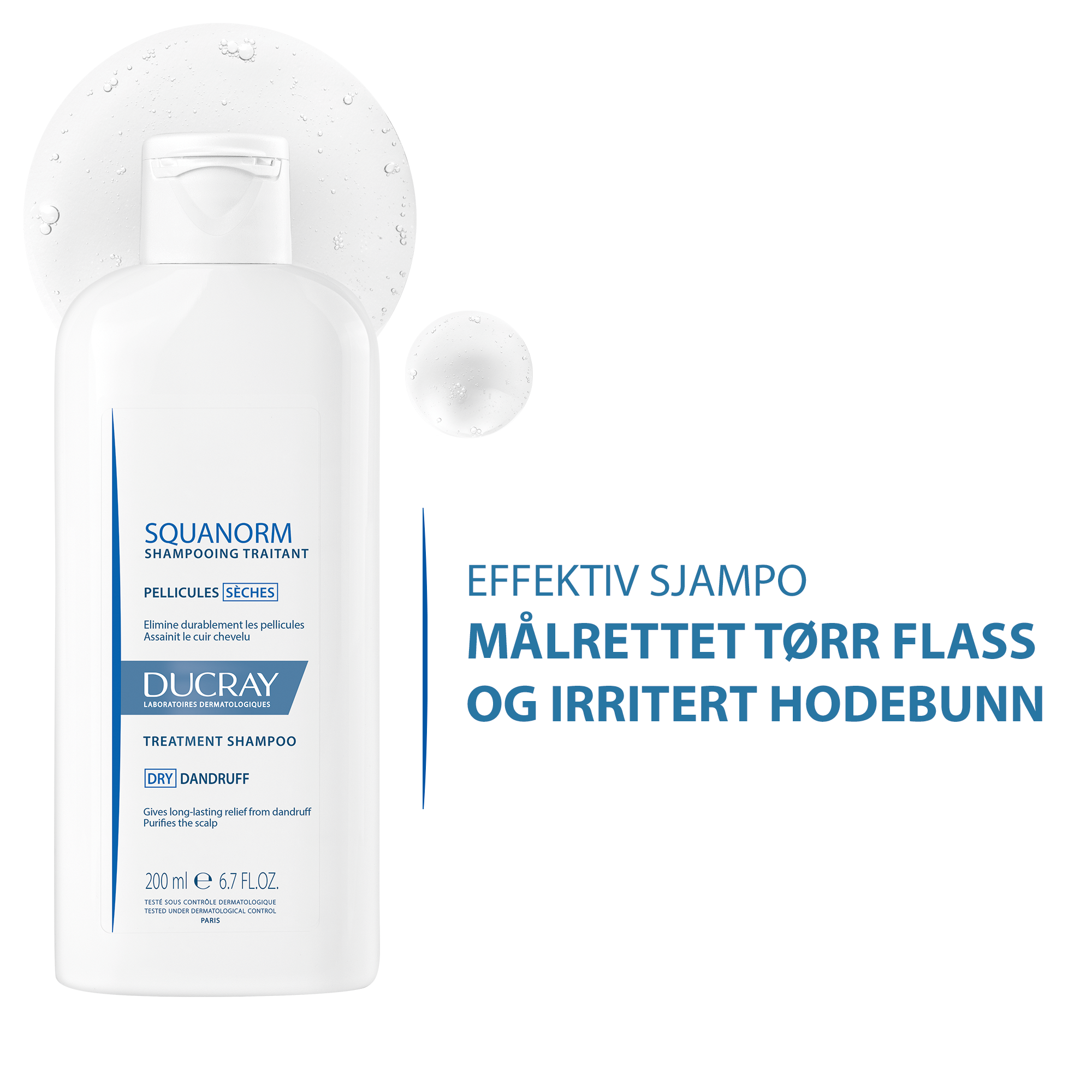 Ducray Squanorm sjampo til flass og tørr hodebunn 200 ml - Apotek 1
