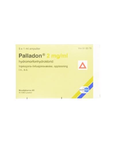 Palladon Injeksjons-/infusjonsvæske, oppløsning 2 mg/ml 5x1ml - Apotek 1