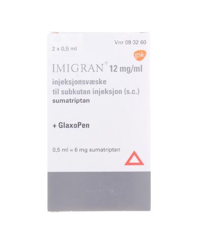 Imigran Injeksjonsvæske, oppløsning 12 mg/ml 2x0,5 ml - Apotek 1