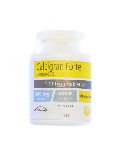 Calcigran Forte Tyggetablett 500 mg/400 IE 120 stk - Apotek 1