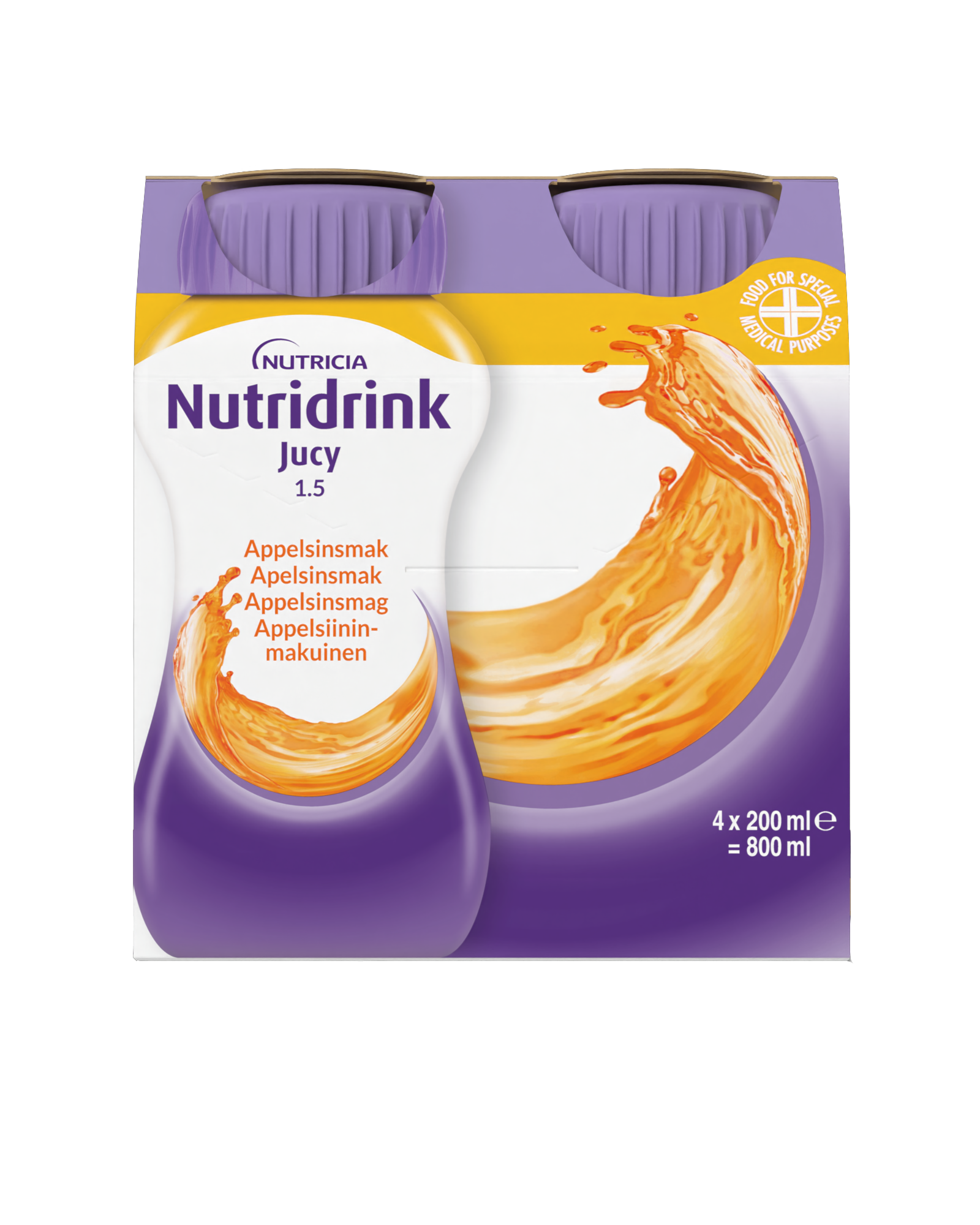 Nutridrink Jucy næringsdrikk appelsin 4x200 ml - Apotek 1