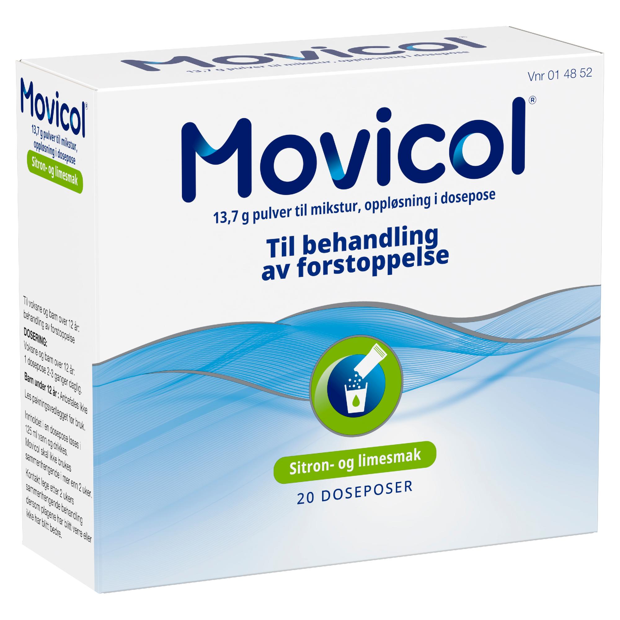 Movicol pulver til mikstur doseposer lime/sitron 20 stk - Apotek 1