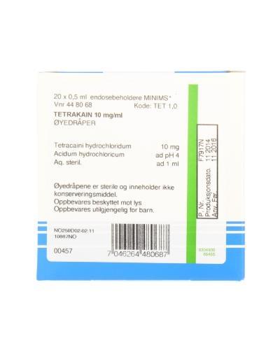 Tetrakain Minims Øyedråper, oppløsning 10 mg/ml 20x0,5 ml - Apotek 1
