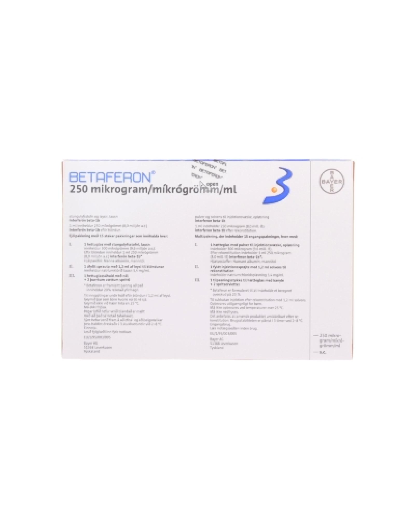 Betaferon Pulver og væske til injeksjonsvæske, oppløsning 250 mikrog/ml ...