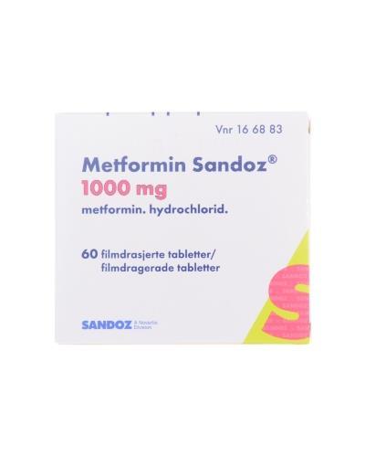 Metformin Sandoz 1000 mg filmdrasjerte tabletter 60 stk - Apotek 1
