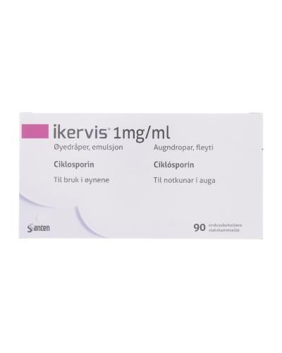 Ikervis 1 mg/ml øyedråper, emulsjon i endosebeholder 90x0,3 ml - Apotek 1