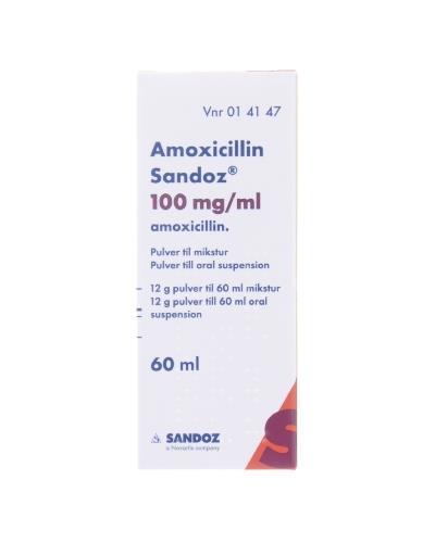 Amoxicillin Sandoz Pulver til mikstur, suspensjon 100 mg/ml 60 ml ...