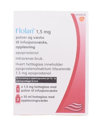 Flolan Pulver og væske til infusjonsvæske, oppløsning 1,5 mg 1sett ...