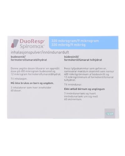 DuoResp Spiromax Inhalasjonspulver 320/9 mikrog 3x60 doser - Apotek 1